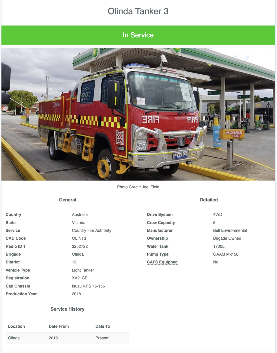 Olinda Tanker 3 – Olinda Rural Fire Brigade